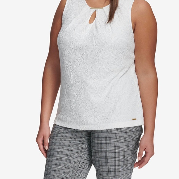 Calvin Klein | Tops | Calvin Klein Plus Size Lace Keyhole Top | Poshmark